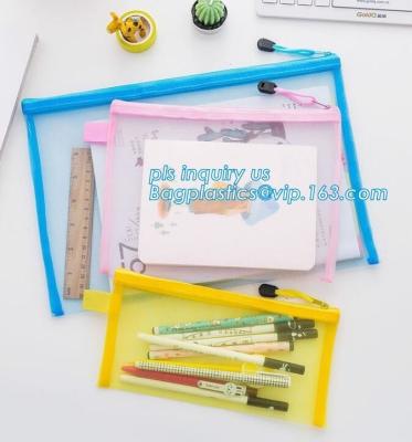 China stationery within mesh PVC waterproof zipper document bag/ pvc folder, pp plastic file folder printable document bag for sale
