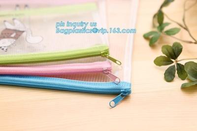 China Nylon Mesh Multicolor Stripes Document Bag For A4 Paper and Pen, Big capacity A2size clear zipper file folder pvc docume for sale