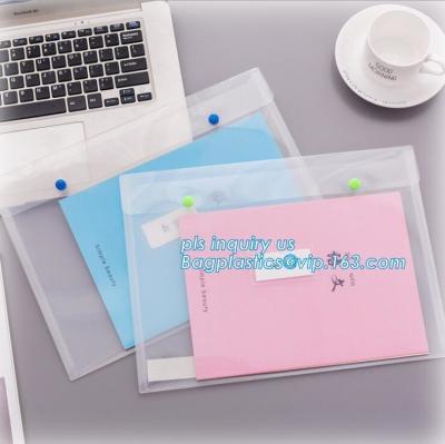 China A4 custom PP plastic file folder, document wallet with button, pp a4 decorative expanding file folders for sale