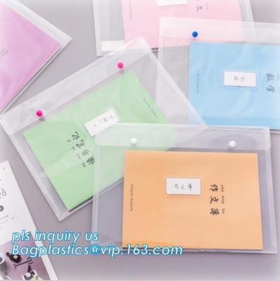 China A4 custom PP plastic file folder, document wallet with button, pp a4 decorative expanding file folders for sale