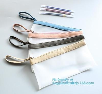 Bolso amistoso de la cremallera del cilindro del silicón de Eco, banda de libro de la PU con la banda elástica, bolso del pecil del estudiante, Zipp con clip multiusos