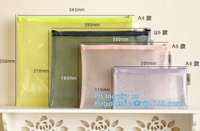 China Cheap customized Fashion Transparent Envelope PP File Bag Mesh Zipper Bag A4 document pocket, student filing mesh pvc zi for sale