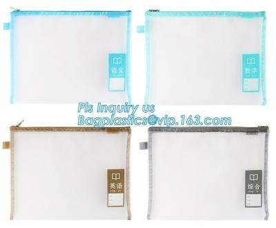 China a4 mesh zipper document bag a5 plastic folder for office, Promotional Hot PVC mesh File And Document Bag With Zip Lock for sale