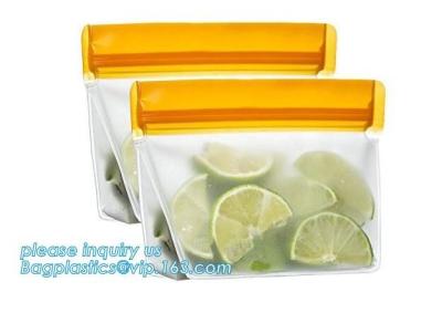 Bolso reutilizable hermético de pie claro del almacenamiento de la categoría alimenticia PEVA, bolsos de la preservación para la verdura, fruta, carne, pescado, bocado