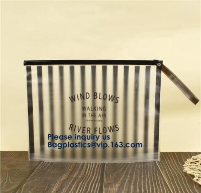 China Hot Sale Waterproof Frosted Slider PVC Zipper Bags Wholesale Custom Printed Plastic Transparent k Cloth Bag for sale