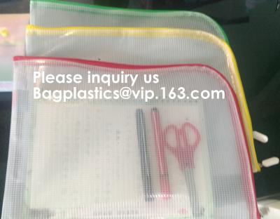 China Transparent clear mesh pvc zipper k document file bag B5 plastic PVC file document students office storage bag for sale