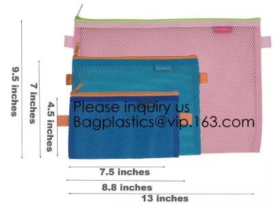 China Colored Mesh Zipper Pouch Multipurpose Travel Mesh Bag for Cosmetics Offices Supplies Travel Accessories, stationery pac for sale