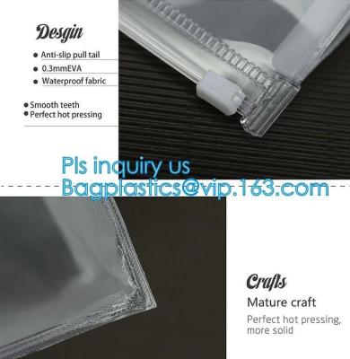 China plastic A4 file bag document bag, children traveling EVA bag, resealable slider clothes packing, slider zip lock with ho for sale