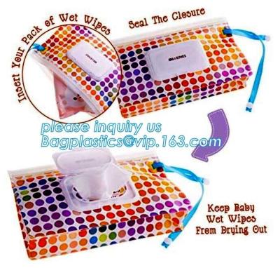 China Promotion reusable k travel plastic EVA baby tissue wet wipes bag with lid, Eco-friendly plastic colorful wet tiss for sale