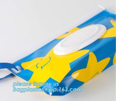 China Plastic packaging bag baby EVA Tissue wet wipes bag, reusable and portable wet wipe pouch bag, Reusable wet wipe pouch t for sale