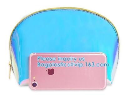 China Custom Shell Shaped White Nylon Mesh Cosmetic Bag Pouch For Make Up,Hologram Vinyl Material Pvc k Holographic Bag for sale