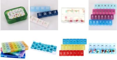 China 7 day a week cool detachable drugs box with 4 case each day, Safely pop-up 7case pill organizer, Mini cute compact pocke for sale