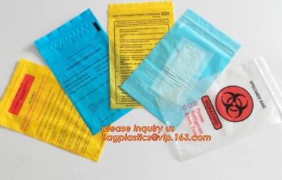 China Laboratory Medical biohazard lab plastic specimen transport bag with double pouches, embossed reclosable biohazard speci for sale