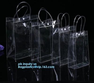 China El bolso de la manija del Pvc para hacer compras, bolsa de empaquetado cosmética del cierre en la parte superior de la manija imprimió el bolso transparente del pvc, manija del top del estadio en venta