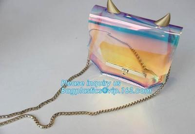 PVC shoulder bag/transparent tote bag, Clear PVC Tote Bag Beach Bag, pvc shoulder bag with golden chain, clutch, packs