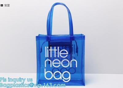 China pvc gift bag / transparent shopping bag / wholesale china pvc handbags, PVC coated shopping bag, rope handle clear pvc b for sale