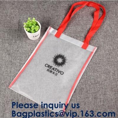 China El rosa grande de la mercancía y el regalo plástico grueso púrpura del PVC empaqueta los bolsos de compras al por menor de la ropa, sho transparente respetuoso del medio ambiente en venta