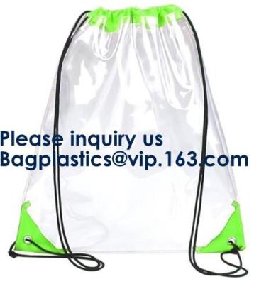 China Mochila del bolso de lazo del PVC con los bolsos transparentes de encargo promocionales inferiores sólidos de la mochila del lazo del claro del PVC 210D en venta