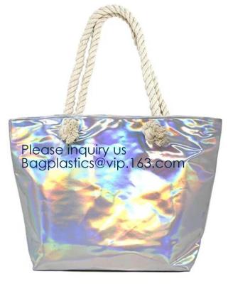 China Waterproof All Over Printing PVC Coating Tote Shoulder Fabric Shopping Bag With Gusset And Lining,Jelly Clear Plastic PV for sale