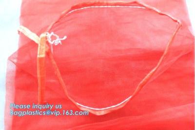el raschel material del HDPE amarillo del oro de los 30x47cm enreda los bolsos para la col que embala con la mano, PA vegetal de la fruta de la patata anaranjada de la cebolla