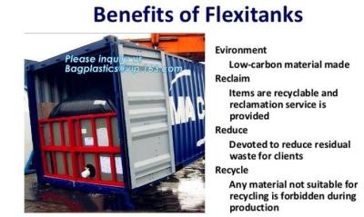 China flexitank líquido a granel para el aceite/el agua potable, 1000L tipo cúbico bolso Flexitank del trazador de líneas para el transporte de los detergentes de la emulsión en venta