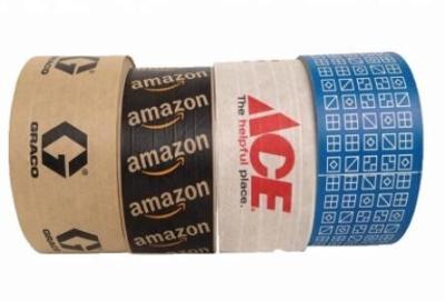 China Reinforced Water Activated Custom Printed Kraft Paper Gummed Tape,Conventional Brown/White Kraft Paper Filament Sticker for sale