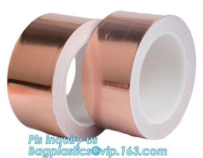 China Conductive copper foil tape 25m 50m for EMI shielding welding, electrical maintenance conductive copper foil tape bageas for sale