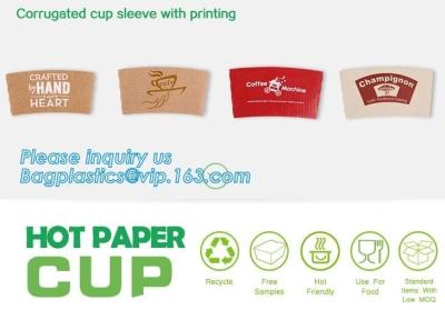 Manga biodegradable de la taza, acanalada encima de la manga con la impresión, logotipo de la marca, taza de papel caliente, manga de la taza, PA reciclable de la manga