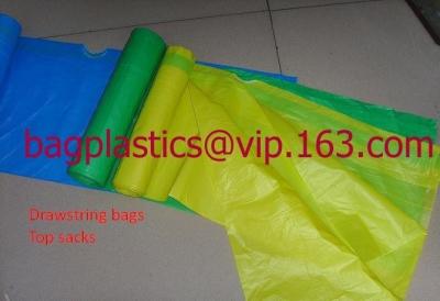 China Drawtape biodegradable resistente, bolso de rollo resistente de la basura de la basura del lazo plástico, bolso del drawtape del cierre para la basura en venta