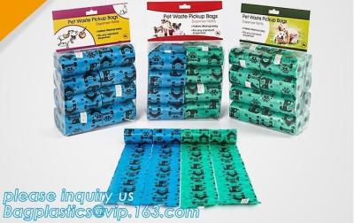 China Tenedor del dispensador del bolso de la basura del perro de la linterna de LED con los bolsos de rollo inútiles del impulso del bolso del animal doméstico, BPI de aprobación Customi de ASTM D6400 EN13432 en venta