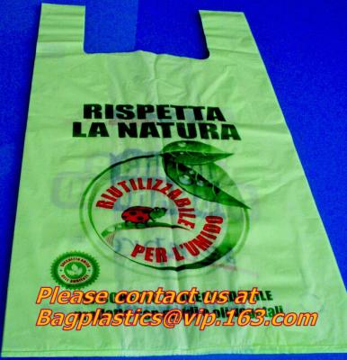 China Bolsos biodegradables de empaquetado abonablees amistosos de la camiseta de las compras del almidón de maíz de Eco el 100% para Carry Out en venta