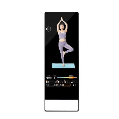 China Multi Touch Digital Fitness Mirror , Floor Standing Interactive Workout Mirror for sale