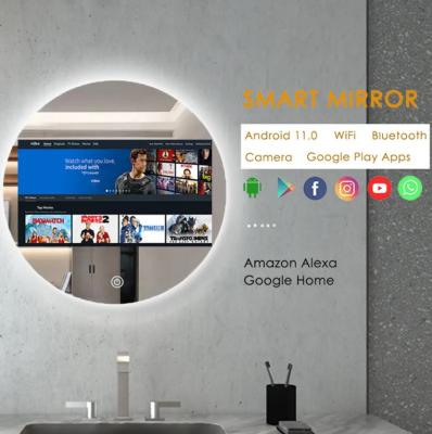 China Modern Round Diameter 800MM Smart Mirror 21.5  inch  TV Illuminated Touch Screen LED Smart Mirror Skin Analyzer Magic Mirror Design for sale
