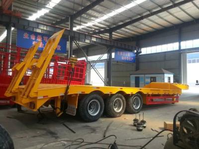 China 40 Ton 60 Ton 80 Ton Heavy Machine Transporter Low Bed Semi Trailer 60tons Heavy Duty Machine Loader Truck Semi Low Bed Trailer for sale