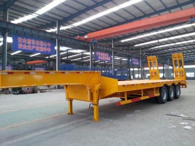 China Ot Sale Low Flat Bed Semi Trailer/Truck Trailer Heavy Loading 3 Axles 50t 60 Tons Lowbed Semi Lowboy Truck Trailer for sale