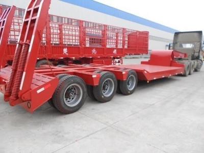 China 3 Axles Low Bed Flatbed Utility Cargo Semi Truck Trailer 3 Axle Bulldozer Transport Low Bed Truck Trailer Low Loader for sale