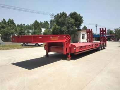 China 2 Axle/3axle/4 Axle Low-Bed Semi Trailer Two Axle/Three-Axle/Four Axle Low-Bed Semi Trailer Heavy Duty 3axles 60ton Hydraulic Ladder Lowboy Truck Semi Trailer for sale
