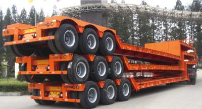 China Tri-Axles 30t-60t Heavy Duty Loading Low Bed Truck Semi Trailer 80ton Low Bed off Road Truck Trailer for Crawler Excavator for sale