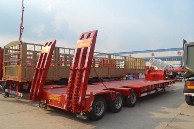China Top Quality 12 Wheel Low Bed Flatbed Truck Semi Trailers for Sale 2 Axles 40tons Excavator Transport Gooseneck Lowboy Low Bed Lowbed Truck Semi Trailer for sale