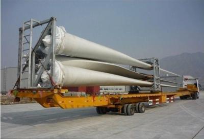 China 3 Axle Low Bed Trailer Lowboy Semi Trailer Tractor Trailer Long Windmill Blade 52 Meters 55 Meters Extendable Flatbed Low Bed Semi Trailer Used for Wind Power for sale