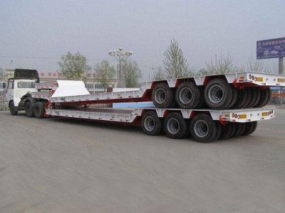 China 3 Axles 30t-60t Hydraulic Low Bed Semi Trailer 100 Ton Low Bed Semi Trailer Extendable Lowbed Truck Trailer for sale