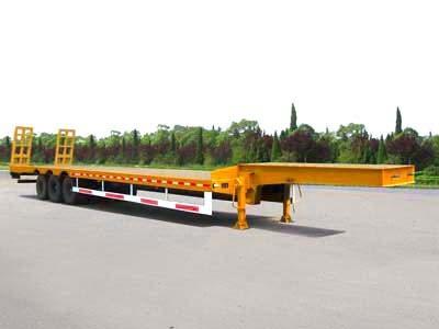 China Tri Axles Gooseneck Excavator Low Bed Semi Trailer 50ton 60ton Swan Neck Gooseneck Lowboy Low Bed Semi Trailer for sale