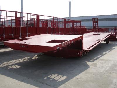 China Weifang Forever 3 Axle Heavy Duty Low Bed Truck Tractor Semi Trailer 40-75ton Hydraulic Folding Ramp Drop Deck Lowbed Loader Semi Trailer for sale