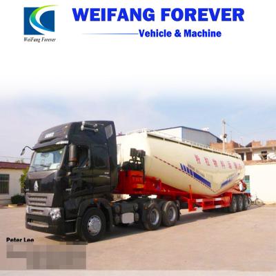 China Tri-Axle 30-70m3 Bulk Cement Truck Powder Tank Semi Trailer for sale