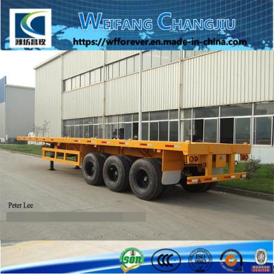 China 3 Axles Fuwa Axles 20FT 40FT Flat Bed Container Truck Semi Trailer for sale