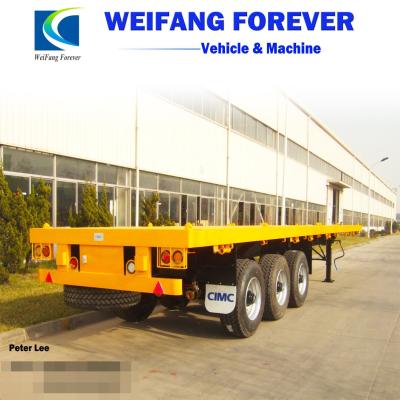 China Cimc 3 Axles Flatbed 40FT and 20FT Container Transport Truck Semi Trailer for Sale for sale