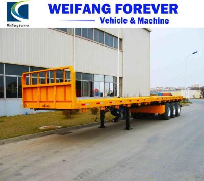 China Hot Sales 50t 3 Axles 40 Feet Container Flat Bed Truck Semi-Trailer with 12units TNT Locks for 20FT and 40FT for sale