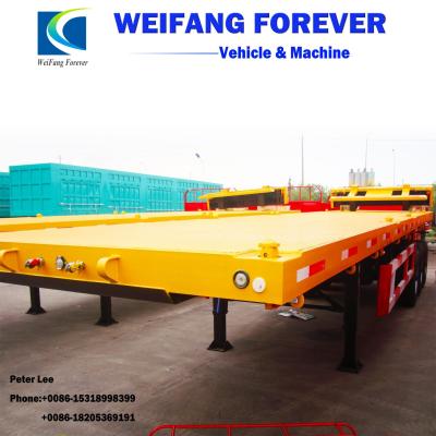 China Three Axle 60ton Low Platform Low Flat Bed Semi Trailer for sale