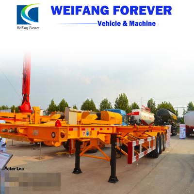 China 40feet 3 Axle Frame Semi Skeleton Cargo Container Truck Trailer for sale