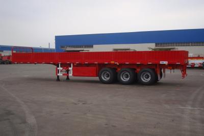 China Tri Axle Compartment Side Wall Cargo Truck Semi Trailer 80 Tons Side Wall Cargo Flatbed Utility Trailers with Locks for sale